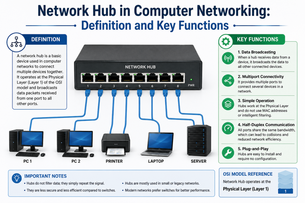 Network Hub in Computer Networking: Definition and Key Functions ...